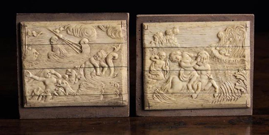 Two 16th Century Casket Panels composed of bone staves