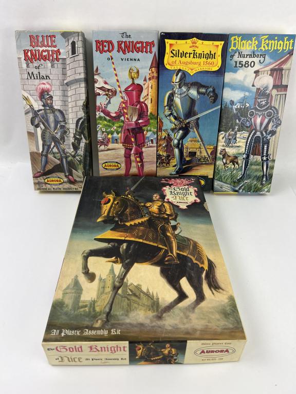 Lot Of 5 1960s Aurora Knight Model Kits