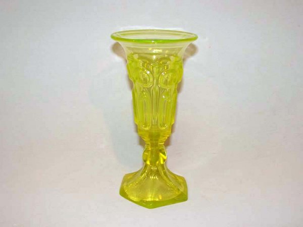 Canary Glass Vase. American, Ca. 1850 1870. Pressed