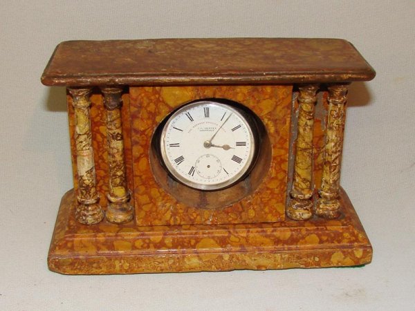 370: WATCH HUTCH. Wood with original marbelized paint.