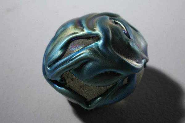 Lotton Paperweight. Free Form Iridescent Paperweig