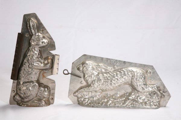 Rabbit Chocolate Molds. Two Part Tin Mold Of A Ra