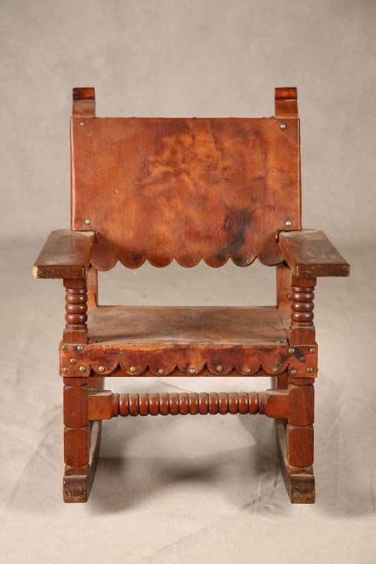 1028: CHILD'S ARTS AND CRAFTS ROCKER. With spool turned