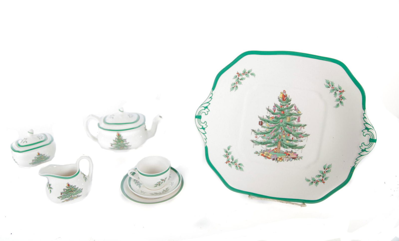 Set Of Spode "christmas Tree" Pattern Dinnerware.
