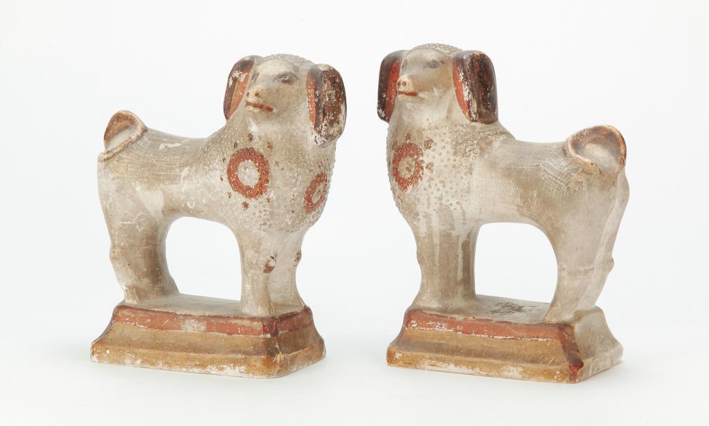 Pair Of American Chalkware Dogs.