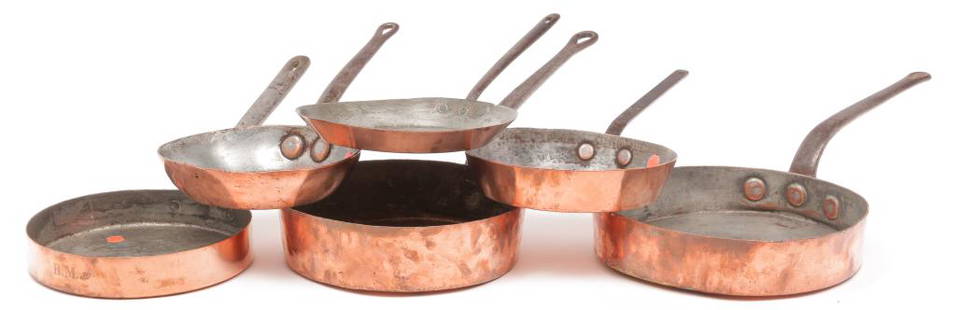 Six European Copper Pans.