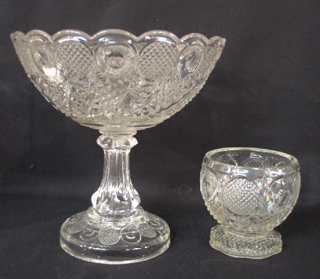 Two Pieces Of Flint Glass. Horn Of Plenty Pattern.