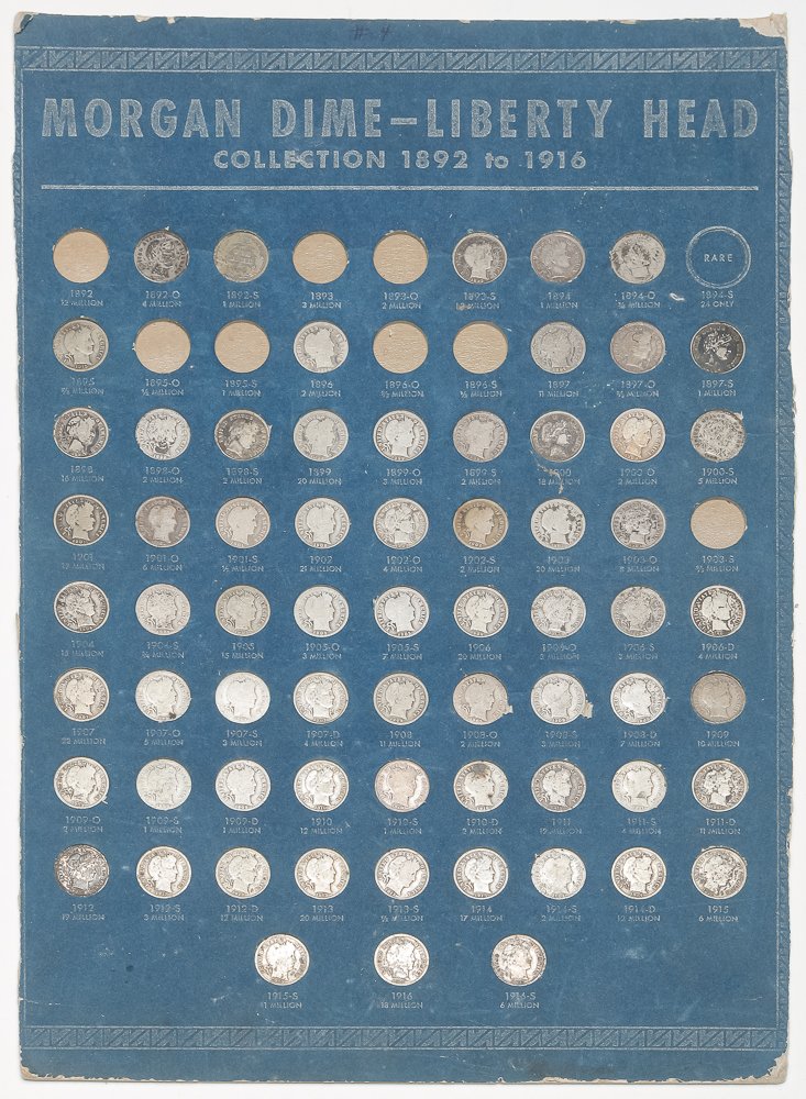 Sixty Six Liberty Head Dimes On Whitman Board