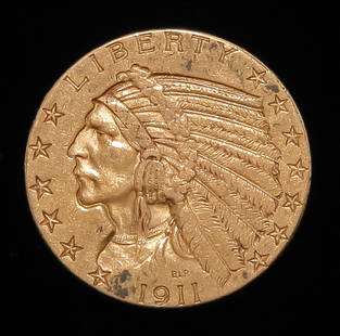 1911 $5 Indian Head Gold Half Eagle Coin