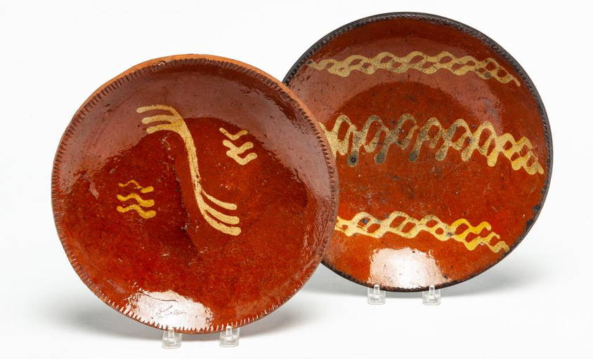 Two American Redware Pie Plates.