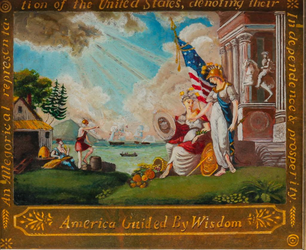 American Allegorical Reverse Glass Painting.