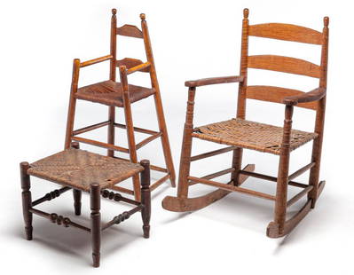 Early American Chair, Rocker & Footstool