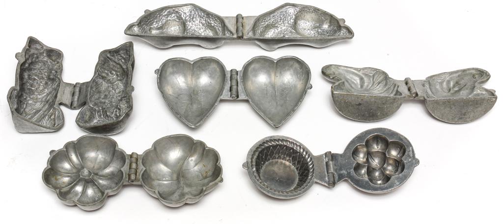 Six American Pewter Ice Cream Molds.