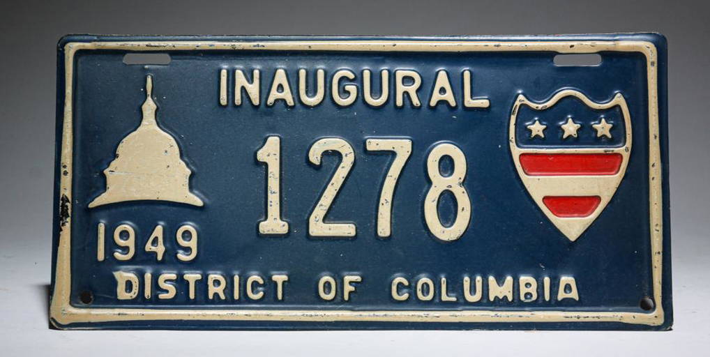 1949 Dc Inaugural License Plate.