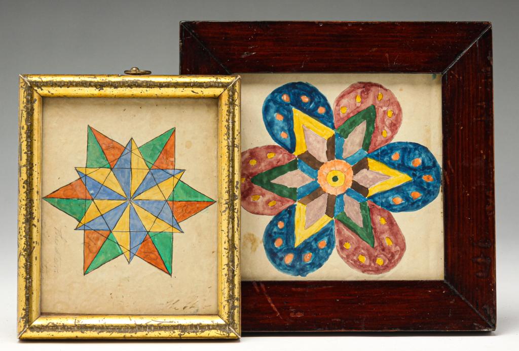 Two American Compass Star Paintings.