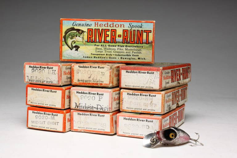 Ten Heddon River Runt Midget Digit Fishing Lures.