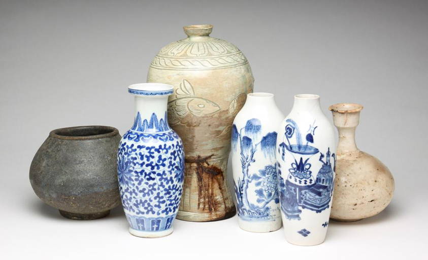 Six Pieces Of Asian Pottery.