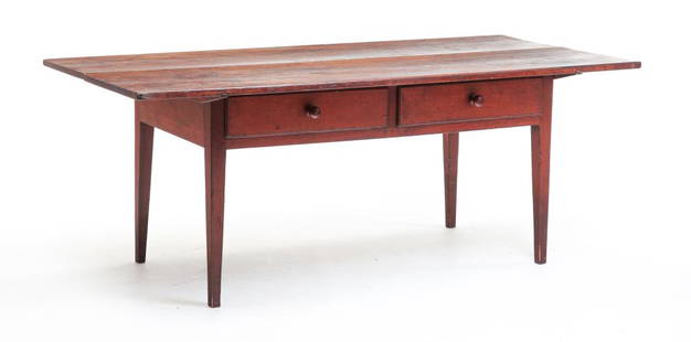 Grain Painted Country Hepplewhite Pin Top Table.