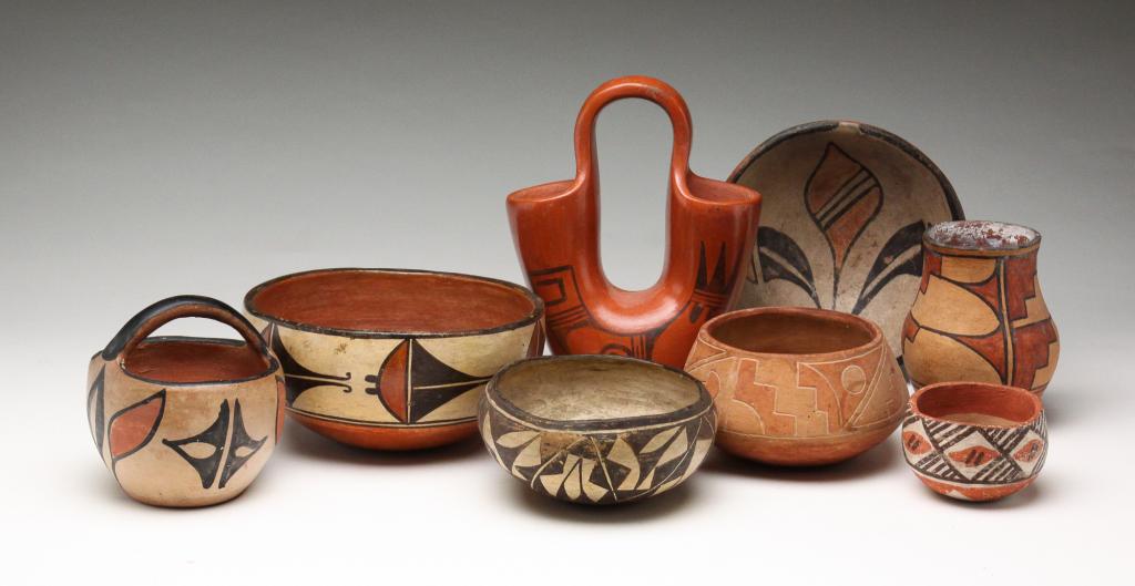 Eight Pieces Of Native American Pottery.