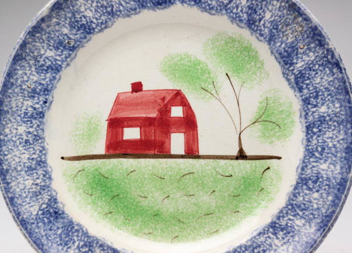 English Schoolhouse Spatterware Plate.
