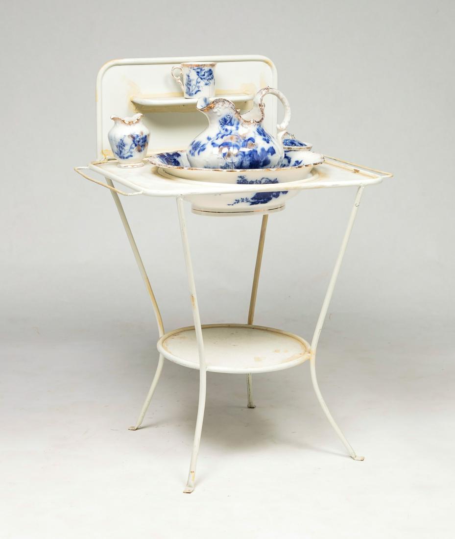 Metal Washstand And Pitcher And Bowl Set.