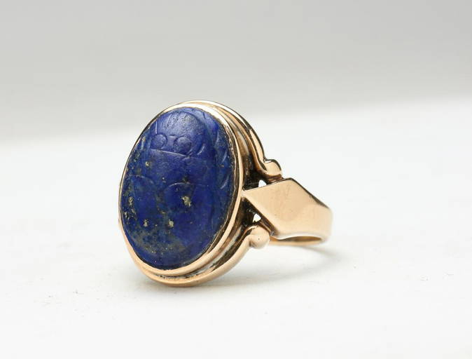 Vintage Lapis Lazuli Scarab Ring.