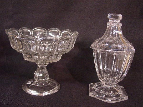 Two Pieces Of Clear Flint Glass. Pressed