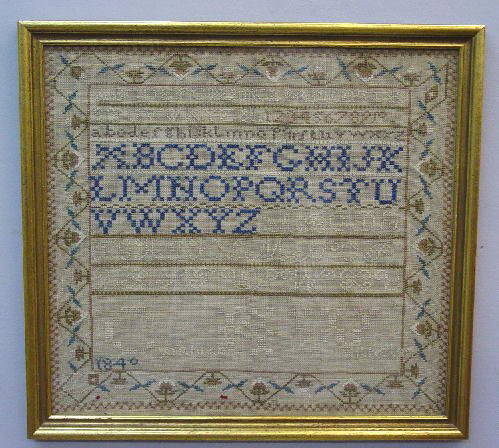 Framed Sampler. Alphabet Sampler In Blue