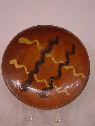 Pennsylvania Redware Pie Plate. Signed
