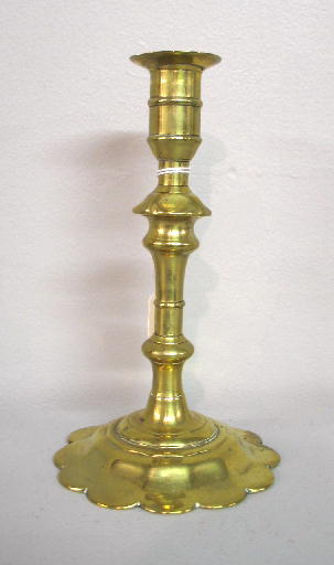 Brass Queen Anne Candlestick. Seamed Construction