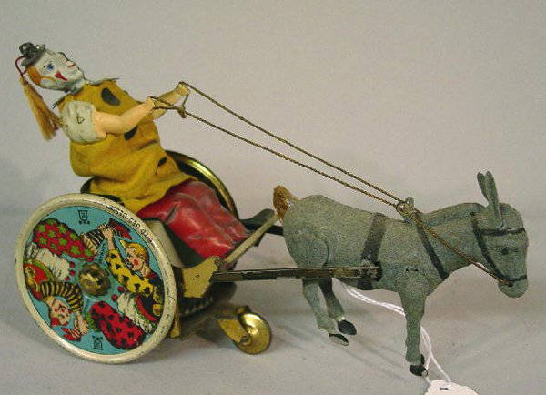 Tin Wind Up "lehmann" Toy. Balky Mule With A Clown