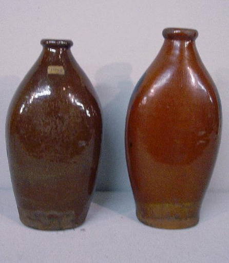 Two Redware Flasks. The First Is From The Gardner