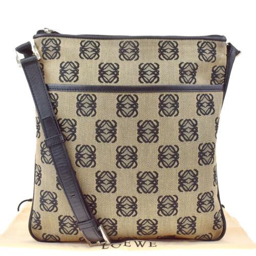 Authentic Loewe Madrid 1846 Logos Shoulder Bag Canvas