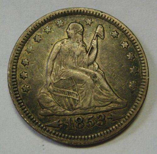 Authentic 1853 Arrows & Rays Quarter Grading Vf Nice