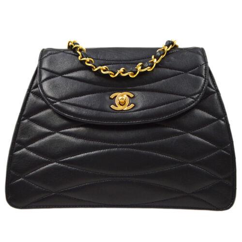 Authentic Chanel Wave Stitch Cc Logos Chain Shoulder