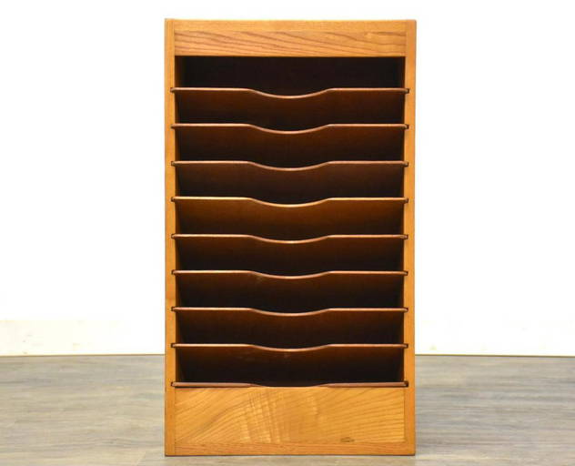 Solid Cherry & Oak Paper Organization Shelf