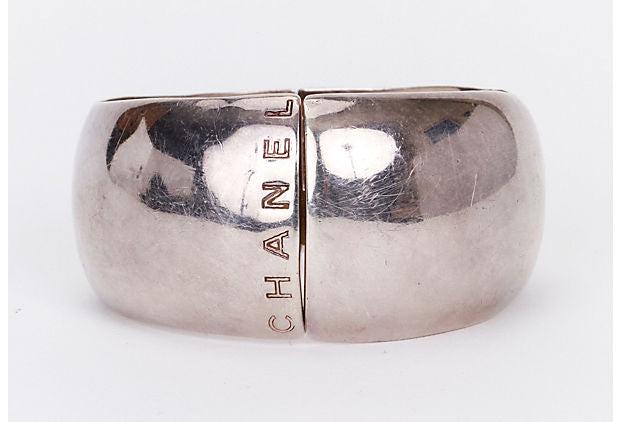 Chanel Sterling Silver Hinged Bracelet