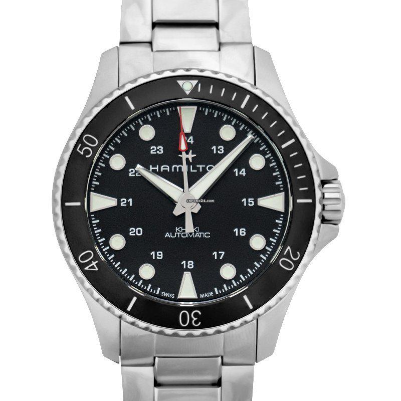 Hamilton Khaki Navy Automatic Black Dial Stainless | Barnebys