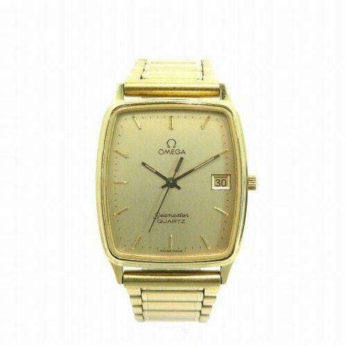 Omega Seamaster Square Quartz Analog Date Stainless Gold Men's Watch