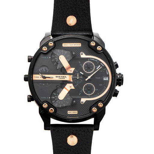 Diesel Mr. Daddy 2.0 Chronograph Quartz Black Dial Black Leather Men's ...