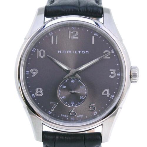 Hamilton Jazzmaster Thin Line H384110 Leather Silver Quartz Men's Watch ...