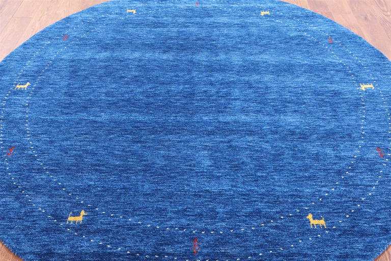 7' Round Hand Knotted Wool Persian Gabbeh Rug