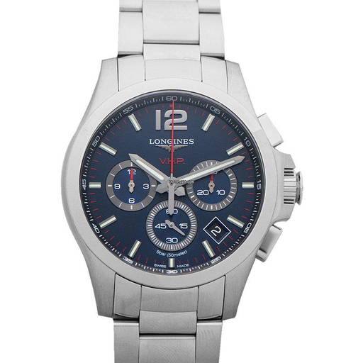 Longines Conquest V.H.P. Perpetual Chronograph Quartz Blue Dial Men's ...