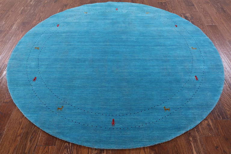 7' Round Persian Gabbeh Handmade Wool Rug