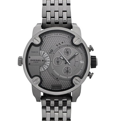 Diesel Little Daddy Dual Time Chronograph Grey Dial Steel Watch ...