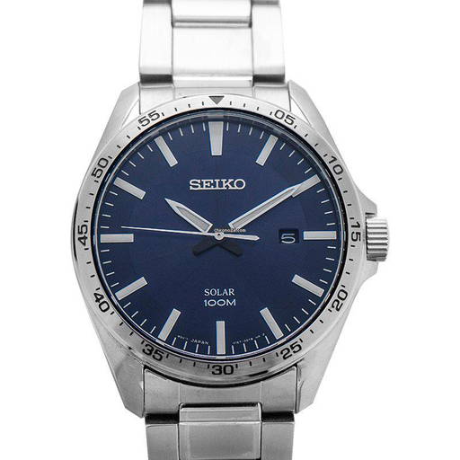 Seiko Solar Blue Dial Stainless Steel Watch 43mm - SNE483P1 (#0487H) on ...