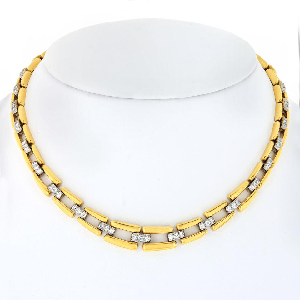 David Webb Collar Platinum & 18K Yellow Gold Open Link Diamond Chain ...