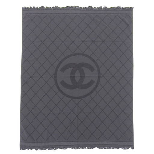 Chanel Chanel Beach Towel Cotton Polyester Black Large Format