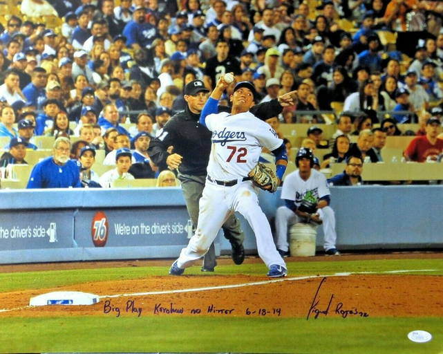 Miguel Rojas Autographed 16x20 Photo Dodgers "kershaw No Hitter Big Play"