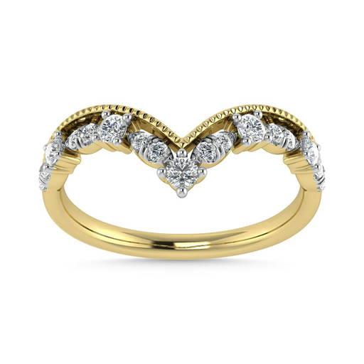 Diamond 1/5 Ct.tw. Chevron Band In 10k Yellow Gold